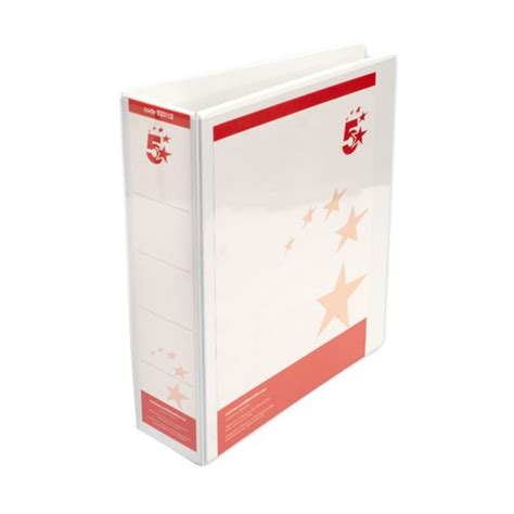 5 Star 4d Ring Presentation Ring Binder A4 Polypropylene 65mm White
