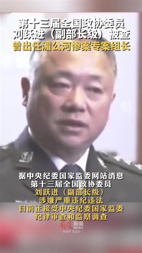 第十三届全国政协委员刘跃进接受纪律审查和监察调查，曾出任湄公河惨案专案组长