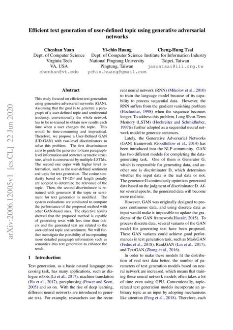 Efficient Text Generation Of User Defined Topic Using Generative