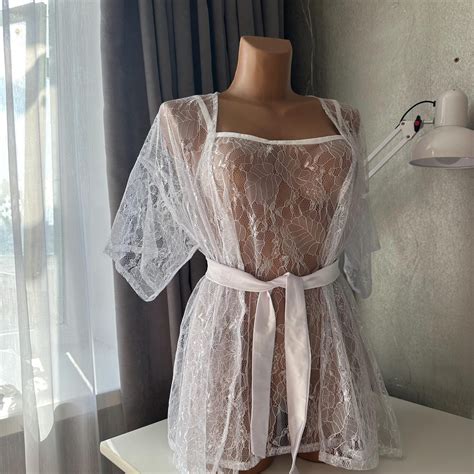 See Through Nightie White Soft Mesh Sheer Nightgown Bridle Style