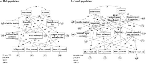 E The Parsimonious Structural Equation Model Sem Of Suicide Rates And