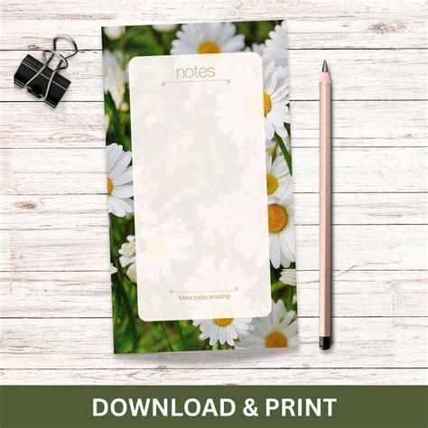 Daisy Notes Page Printable Floral Lined Paper Pdf Aesthetic