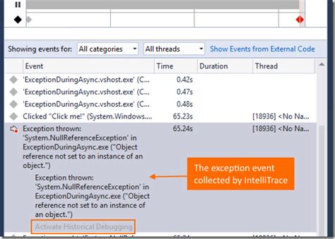 Finding Swallowed And Async Exceptions Using Intellitrace In Vs2015 Azure Devops Blog