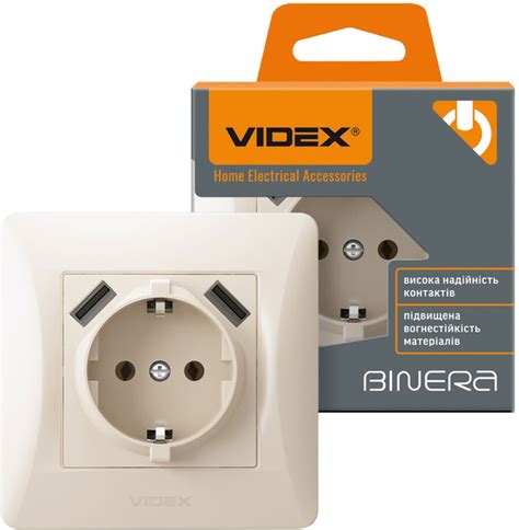 Розетка Videx Binera с заземлением и двумя Usb Кремовая Vf Bnsk1gu2 Cr фото отзывы