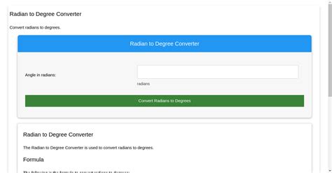 Radian To Degree Converter