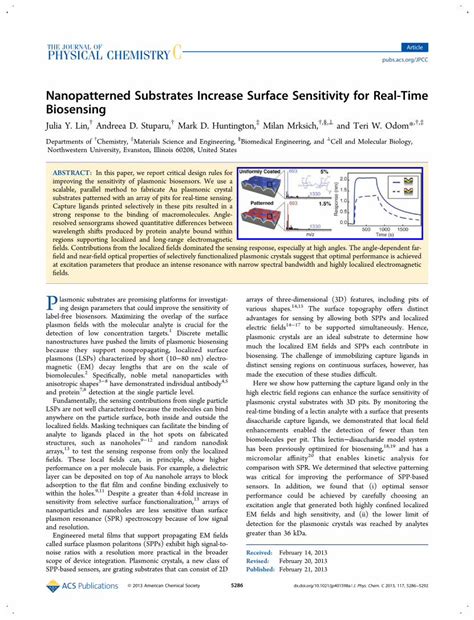 Pdf Nanopatterned Substrates Increase Surface Sensitivity For Real