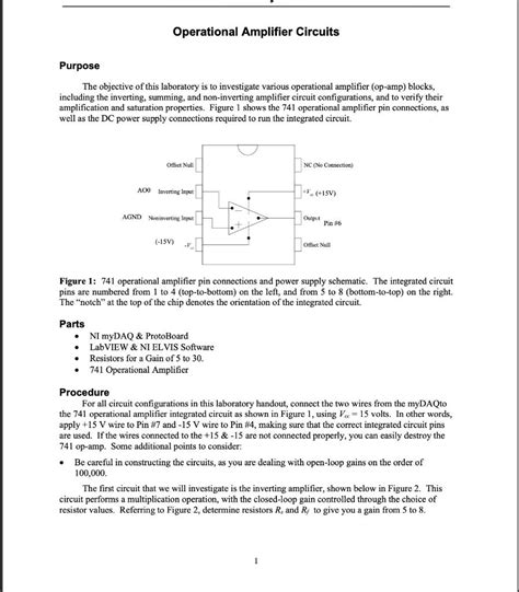 Operational Amplifier Circuits Purpose The Objective