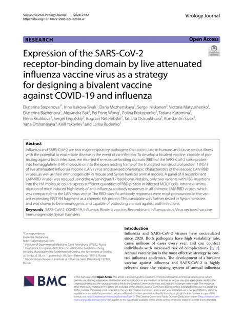 Pdf Expression Of The Sars Cov 2 Receptor Binding Domain By Live Attenuated Influenza Vaccine