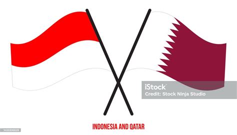 인도네시아와 카타르 국기가 교차하고 흔들리는 플랫 스타일 공식 비율 올바른 색상 경제에 대한 스톡 벡터 아트 및 기타 이미지 경제 국기 기 Istock