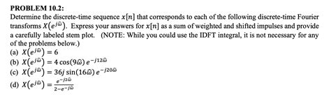 solved problem 10 2 determine the discrete time sequence