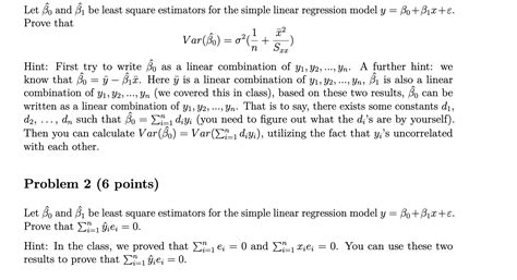 Solved п xx Let ßo and ĝi be least square estimators for Chegg com