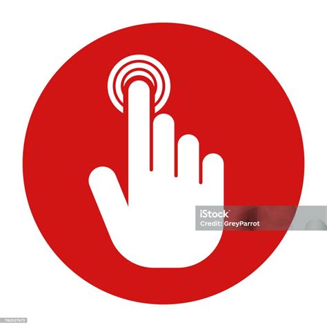 손 커서 클릭 아이콘 플랫 레드 라운드 버튼 벡터 일러스트 가리키기에 대한 스톡 벡터 아트 및 기타 이미지 가리키기 개념 개념과 주제 Istock
