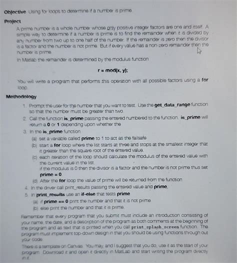 Solved Objective Using For Loops To Determine If A Number Is