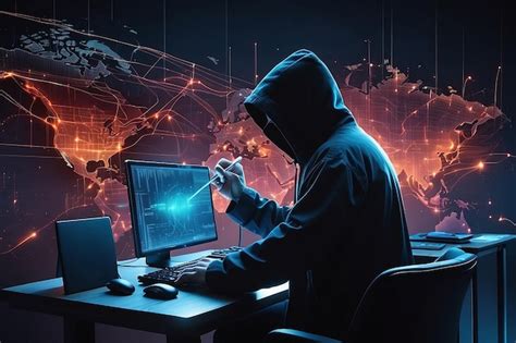 hacker breaking into security network system stealing user personal