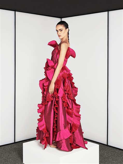 Pink Pleated Panelled Dress With Pleated Corset Tha Seen