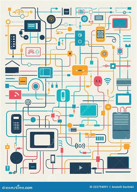 An Illustration Depicting Interconnected Network Devices And Smart Home