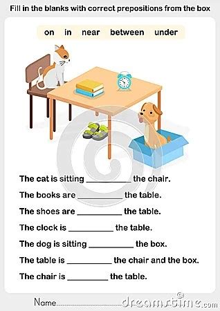 Prepositions Fill In The Blanks Worksheets Preposition Worksheets