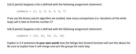 Solved 1 5 2 Points Suppose A List Is Defined With The Chegg Com