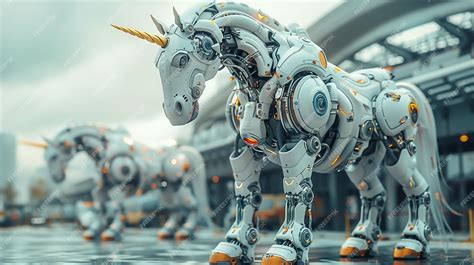 Premium Photo Big Unicorn Robots On The Street
