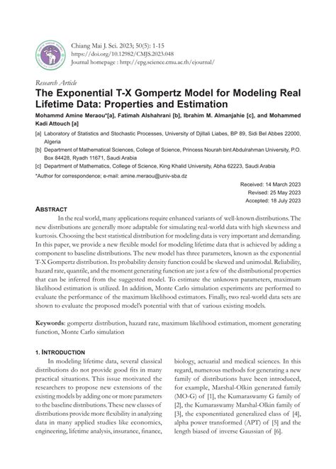 Pdf The Exponential T X Gompertz Model For Modeling Real Lifetime