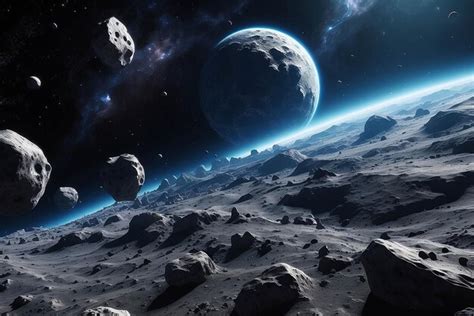 Deepspace Asteroid Field 3d Background Premium Ai Generated Image