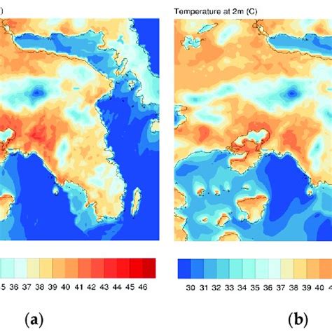 A Spatial Variation Of The Temperature At 2 M From The Control Run Download Scientific