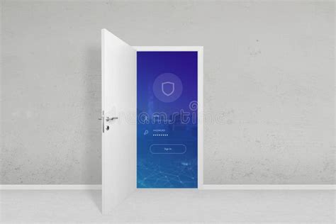 White Door Symbolizing Secure Access With Login Form Username And Password Stock Illustration