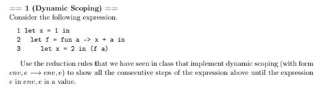 1 Dynamic Scoping Consider The Following