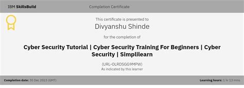 Divyanshu Shinde On Linkedin Cerification Of Cybersecurity Tutorial 😗
