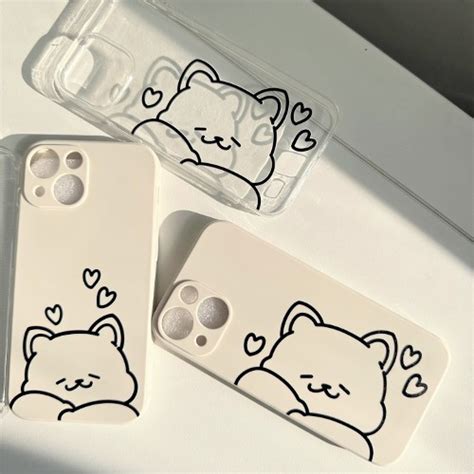 졸려 곰돌이 카메라풀커버 귀여운 아이폰케이스 아이폰7 8 Se2 11 12 13 14케이스 프로 미니 투명 젤리 실리콘케이스 핸드폰케이스 커플 폰케이스 선물 에어팟 애플워치