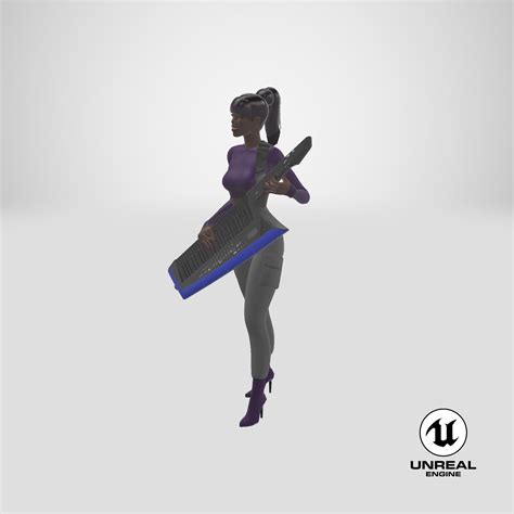 Woman With Keytar 3d Model 179 3ds Blend C4d Fbx Max Ma Lxo Obj Gltf Upk