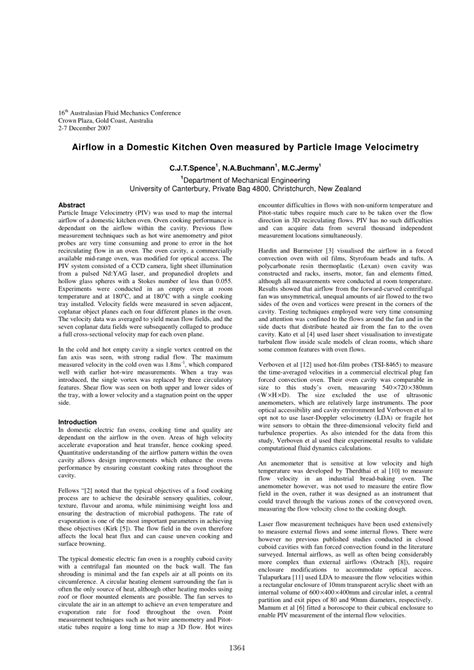 Pdf Airflow In A Domestic Kitchen Oven Measured By Particle Image Velocimetry