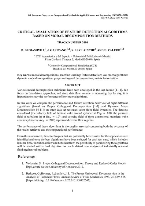 Pdf Feature Detection Algorithms And Modal Decomposition Methods