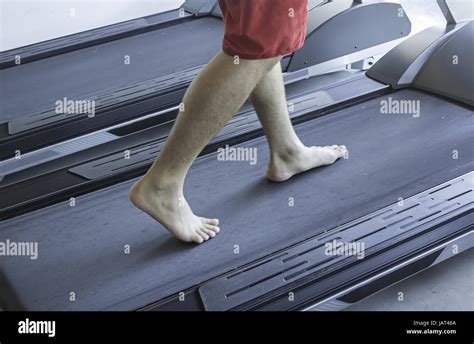 Treadmill Running In Gym With Sports Leisure Stock Photo Alamy