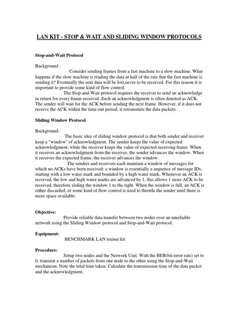 Stop And Wait And Sliding Window Protocol Transmission Control Protocol Network Architecture