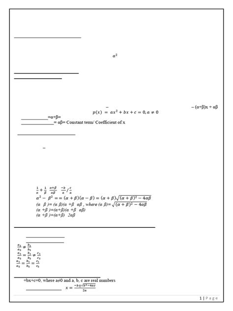 Class 10 Mathematics Formula Sheet Pdf Factorization Polynomial
