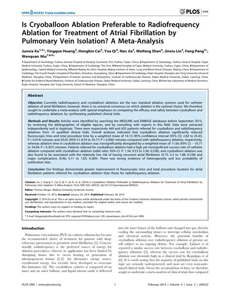Pdf Is Cryoballoon Ablation Preferable To Radiofrequency Ablation For Treatment Of Atrial