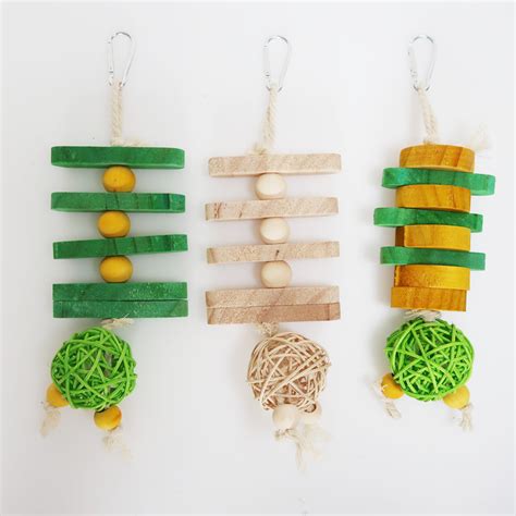 Parrot Bird Toys Quality Chewing String Building Blocks Rattan Ball