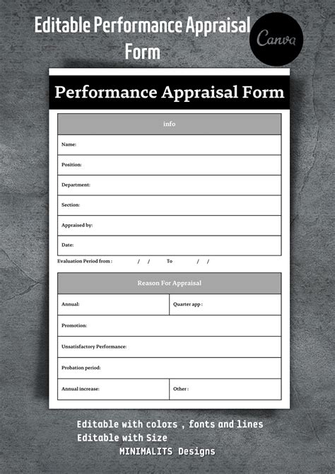 Performance Appraisal Form Performance Appraisal Form Sheet Etsy