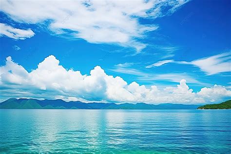 산의 전망 위에 맑고 푸른 물과 흰 구름 구름 바다 실외 배경 일러스트 및 사진 무료 다운로드 Pngtree