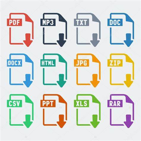 Vector File Extensions Icons Set Stock Vector Image By ©greyj 35050427