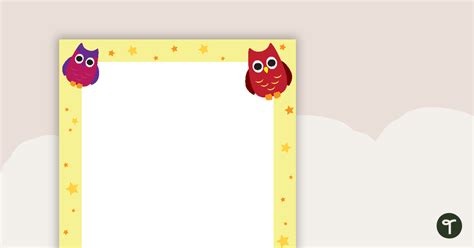 Owl Page Border Portrait Teach Starter