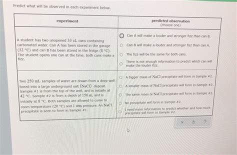 solved predict what will be observed in each experiment