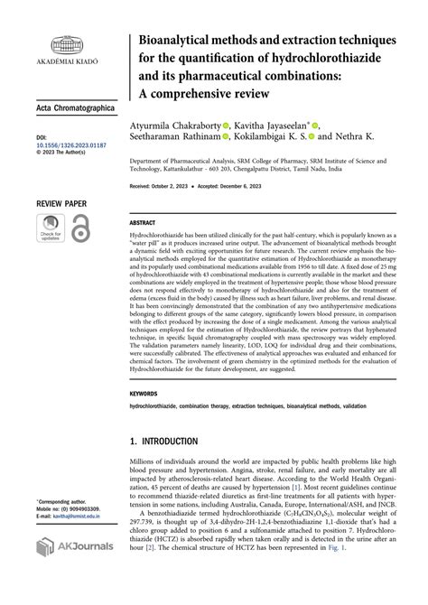 Pdf Bioanalytical Methods And Extraction Techniques For The Quantification Of