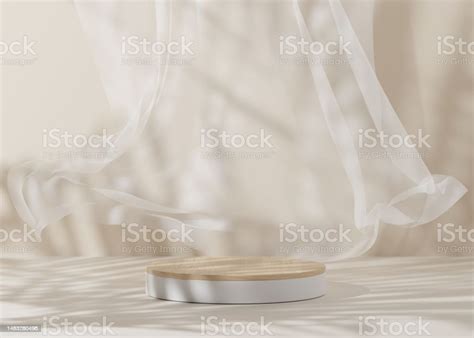 3d 흰색 연단 또는 흰색과 나무 단상 무대 흰색 모형 스탠드 제품 장면 베이지색 배경 3d 연단 무대 그림 렌더링 0명에 대한 스톡 사진 및 기타 이미지 Istock