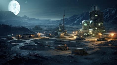 Premium Ai Image Lunar Mining Operation On A Cratered Landscape