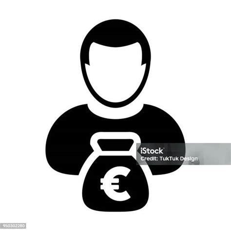 기업 금융 및 문양 그림에서 은행 예금 계좌에 대 한 돈 가방 유로 기호 아이콘 벡터 남성 사람 아바타 기호 가방에 대한 스톡 벡터 아트 및 기타 이미지 Istock
