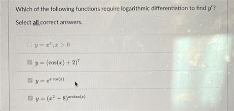 Solved Which Of The Following Functions Require Logarithmic Chegg