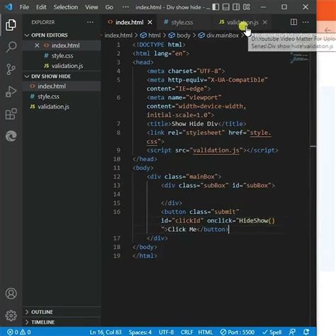 Shorts How To Show And Hide Div Element Using Javascript