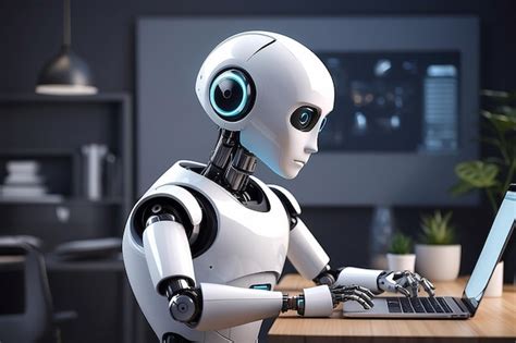 Premium Photo Small Robot Assistant Think Or Analyze